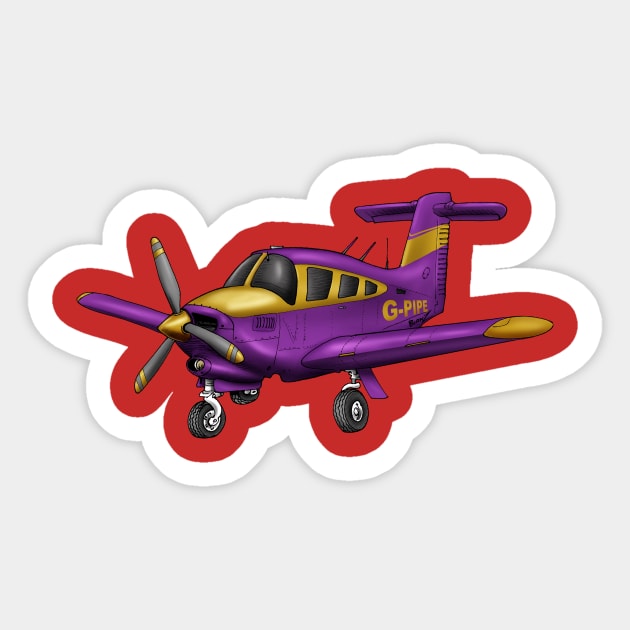 Purple Aircraft Piper T-Tail - Piper - Sticker | TeePublic