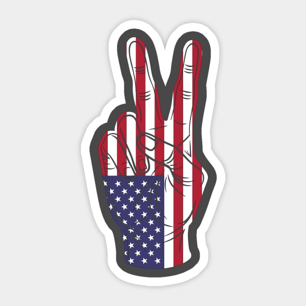 Peace Sign Hand American USA Flag - Peace Sign Hand - Sticker | TeePublic