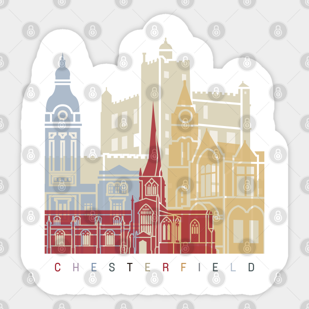Chesterfield UK skyline poster - Skyline - Sticker | TeePublic