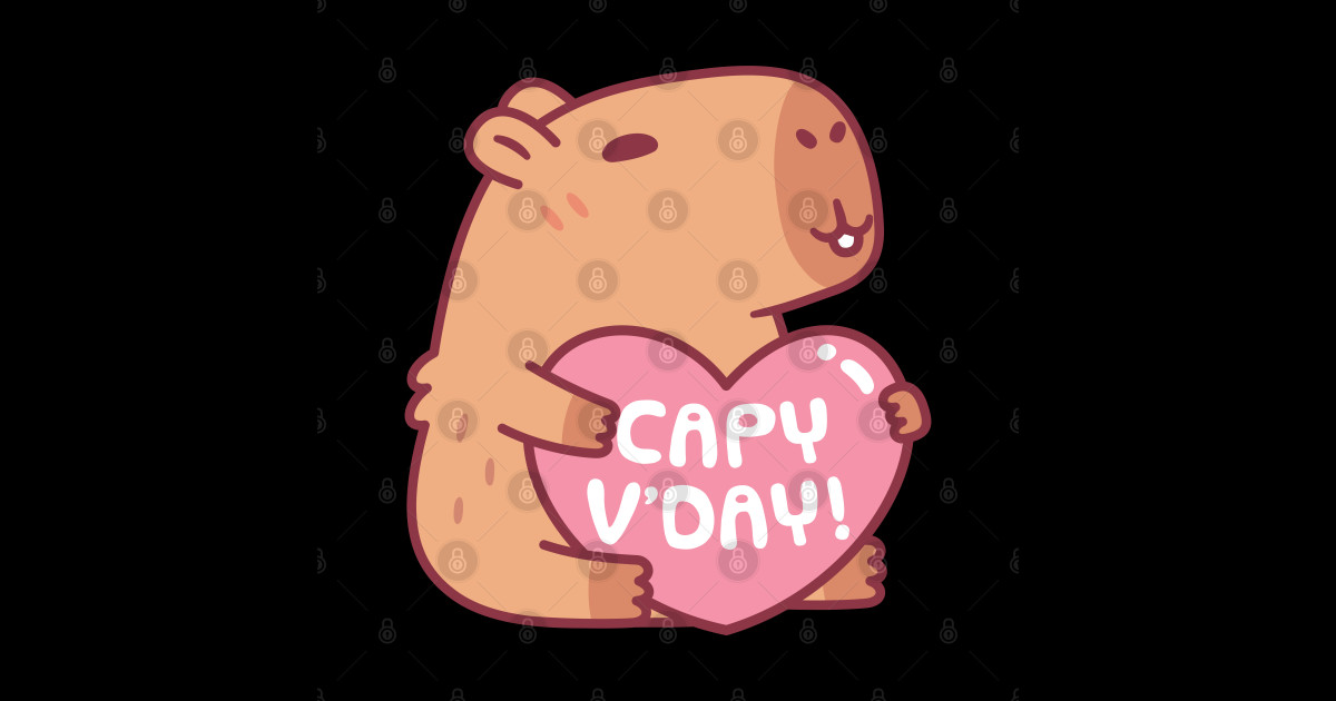 Cute Capybara Capy Vday Valentines Day Pun - Cute Capybara - Posters ...