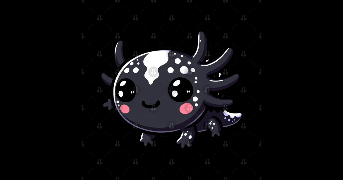 Black Melanoid Axolotl - Axolotl - Sticker | TeePublic
