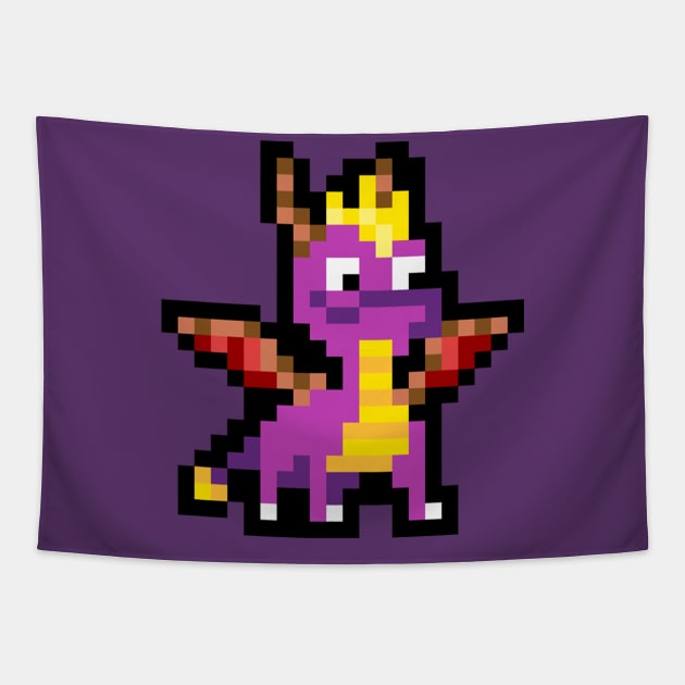 Spyro The Dragon 8-Bit Pixel Art Character - Spyro - Tapestry | TeePublic