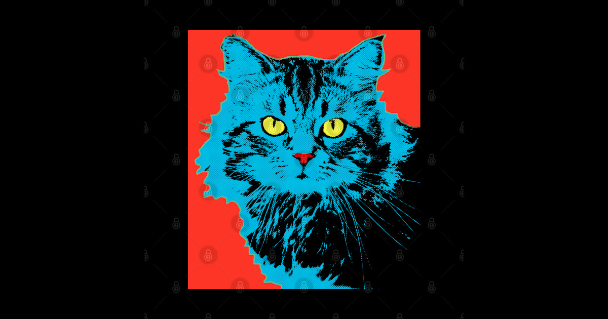 CAT - POP ART RED - Cat - Sticker | TeePublic
