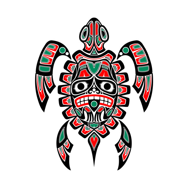 Red and Black Haida Spirit Sea Turtle - Sea Turtle - T-Shirt | TeePublic
