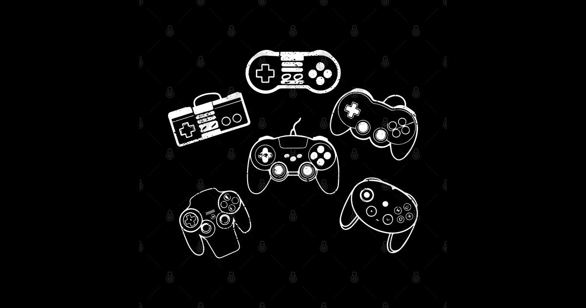 Six Iconic Video Game Controllers - Video Game Controllers - Sticker ...