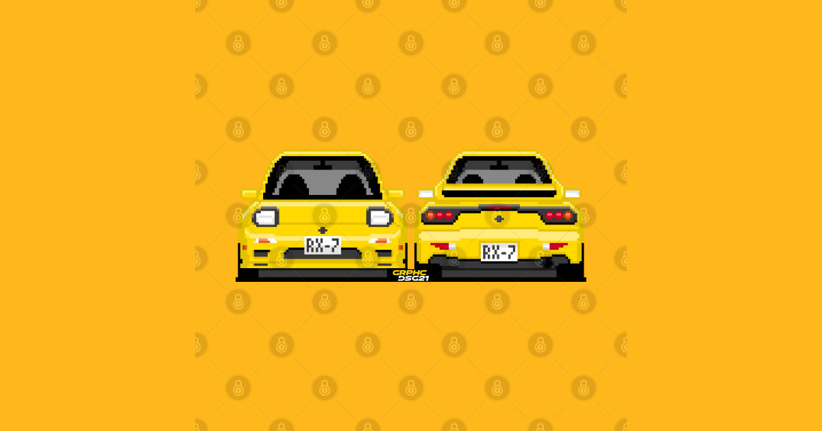 Mazda RX-7 Initial-D JDM Pixel Art - Rx7 - T-Shirt | TeePublic