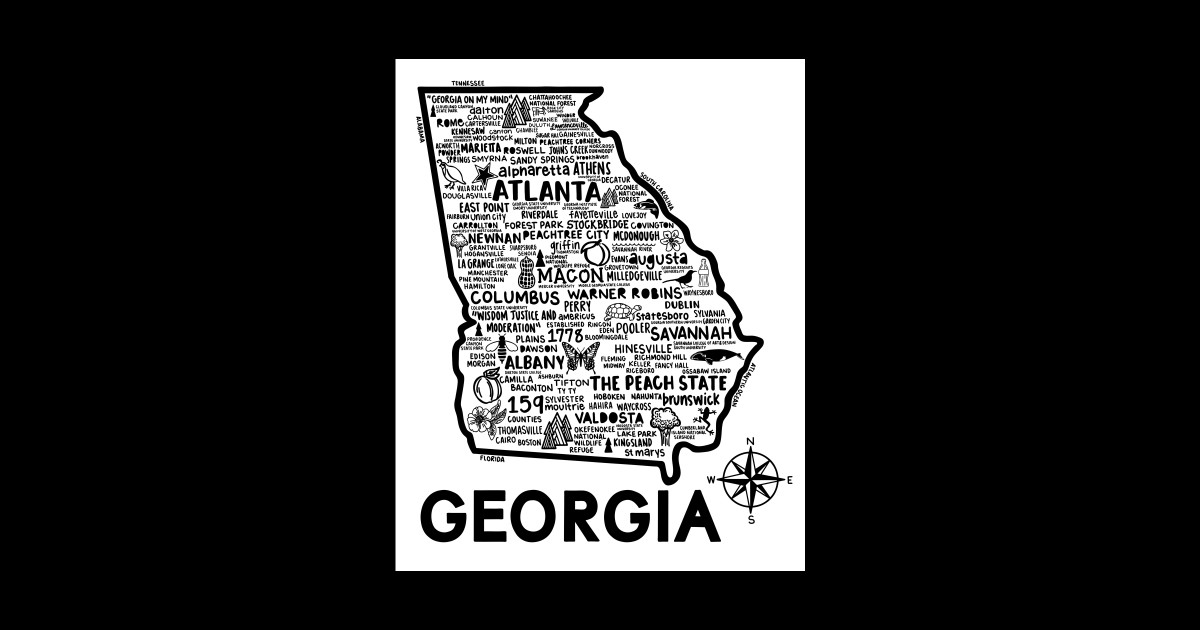 Georgia Map - Georgia - Sticker | TeePublic