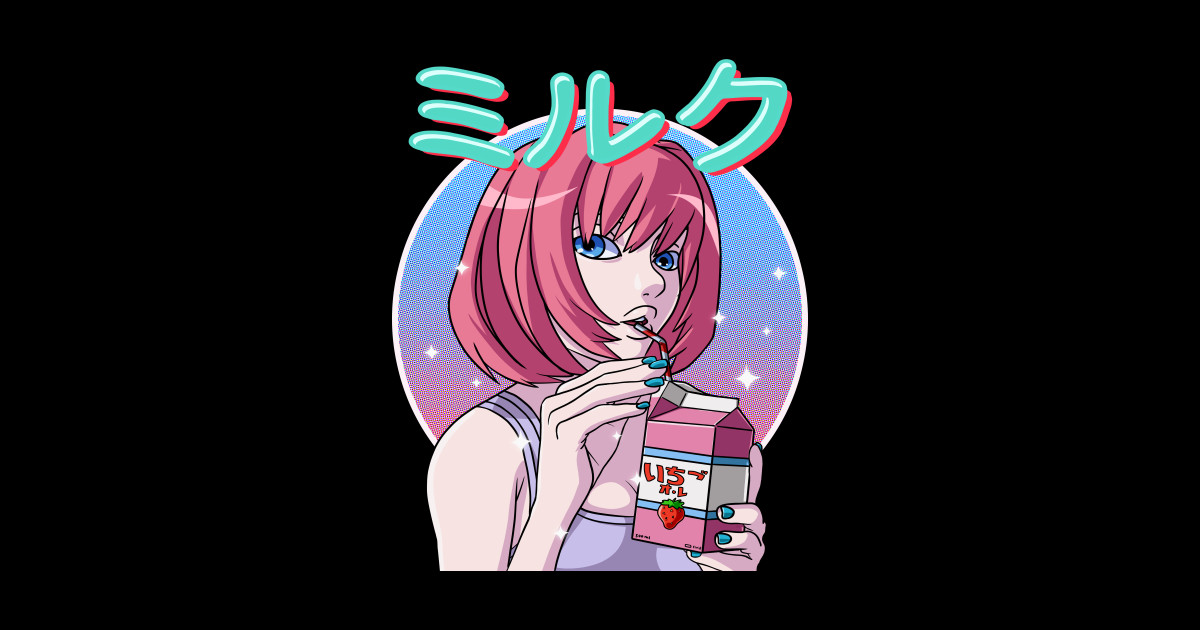 Japanese Strawberry Milkshake Anime Girl - Japanese Milk Carton ...
