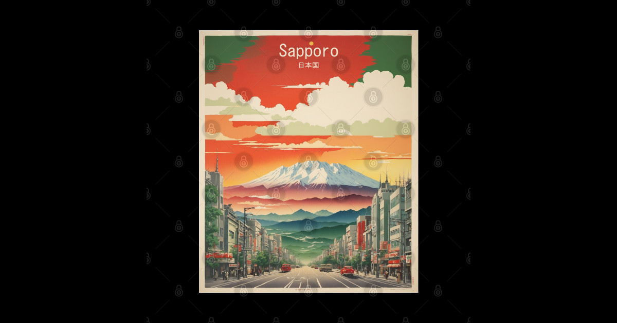 Sapporo Japan Vintage Poster Tourism - Japan - Sticker | TeePublic