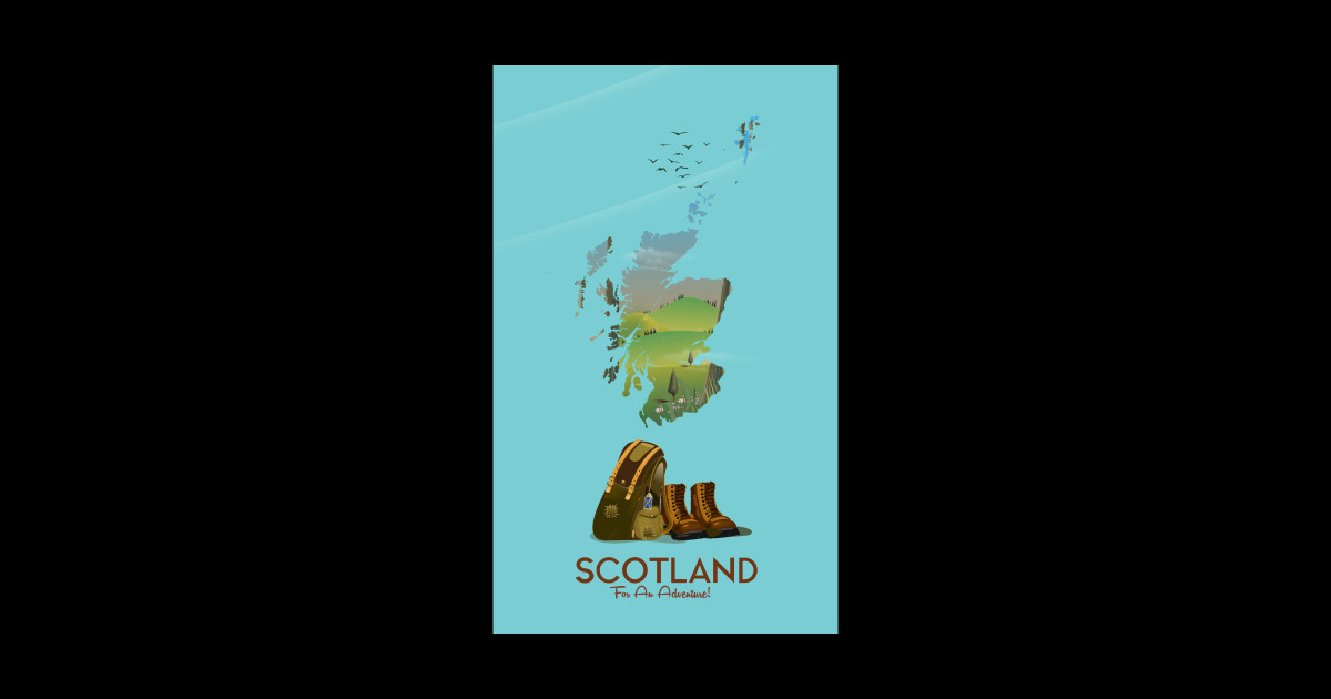 Scotland Map Travel Poster - Scotland - Sticker | TeePublic