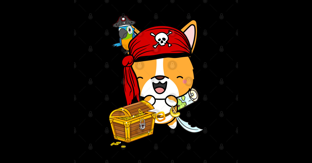 Funny corgi is a pirate - Corgi - Sticker | TeePublic