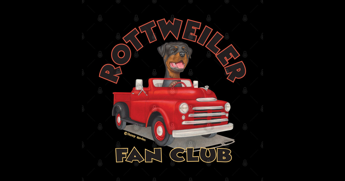 Retro red truck driven by a Rottweiler - Rottweiler - Sticker | TeePublic