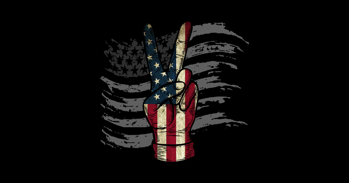 American Flag Peace Sign Hand 4th of July - Peace Sign Hand - Posters ...