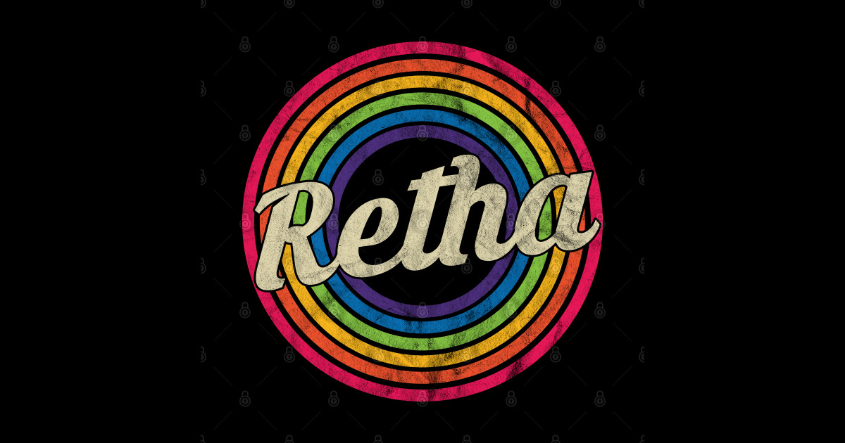 Retha - Retro Rainbow Faded-Style - Retha - Sticker | TeePublic