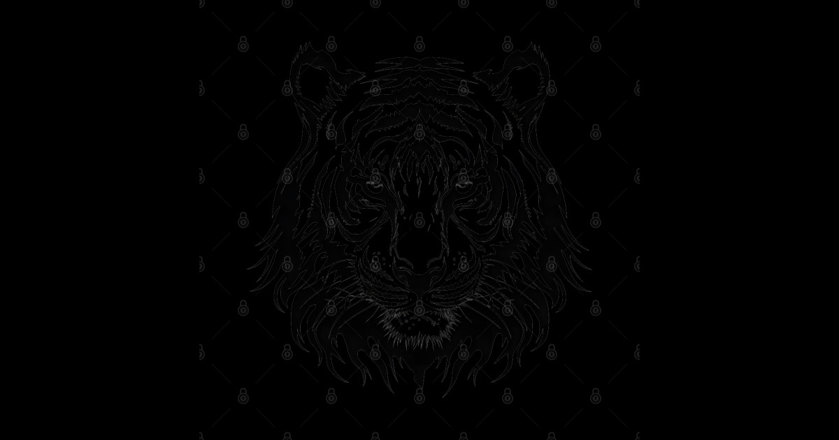 Black And White Front Facing Tiger Face Silhouette Vector - Tiger Face ...