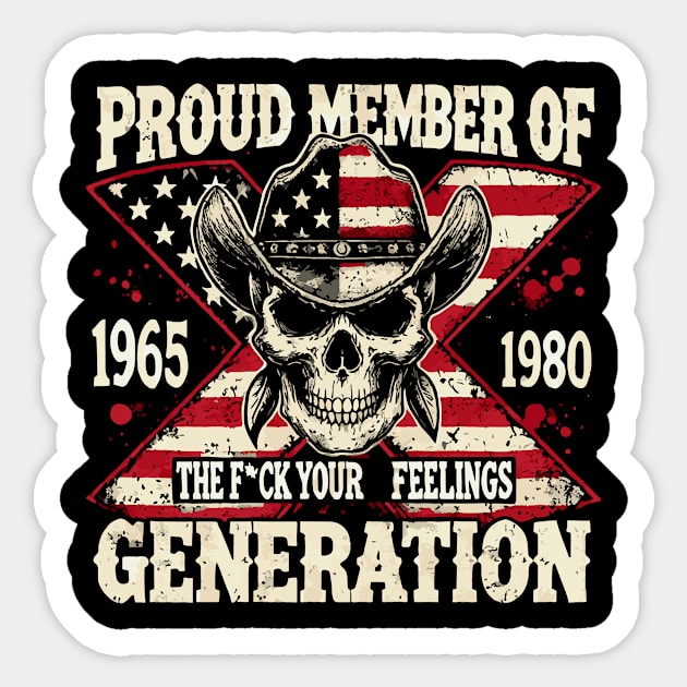 Gen X Proud Member Funny Retro USA Generation X Gen Xers - Gen X ...