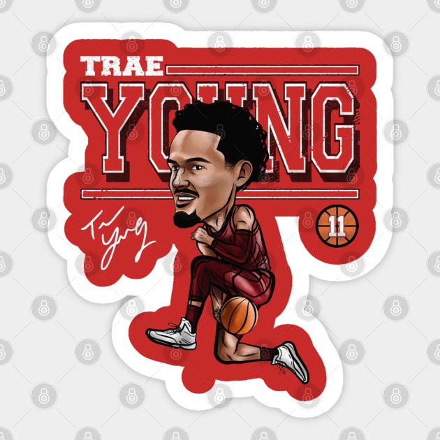 Trae Young Atlanta Cartoon - Trae Young - Sticker | TeePublic