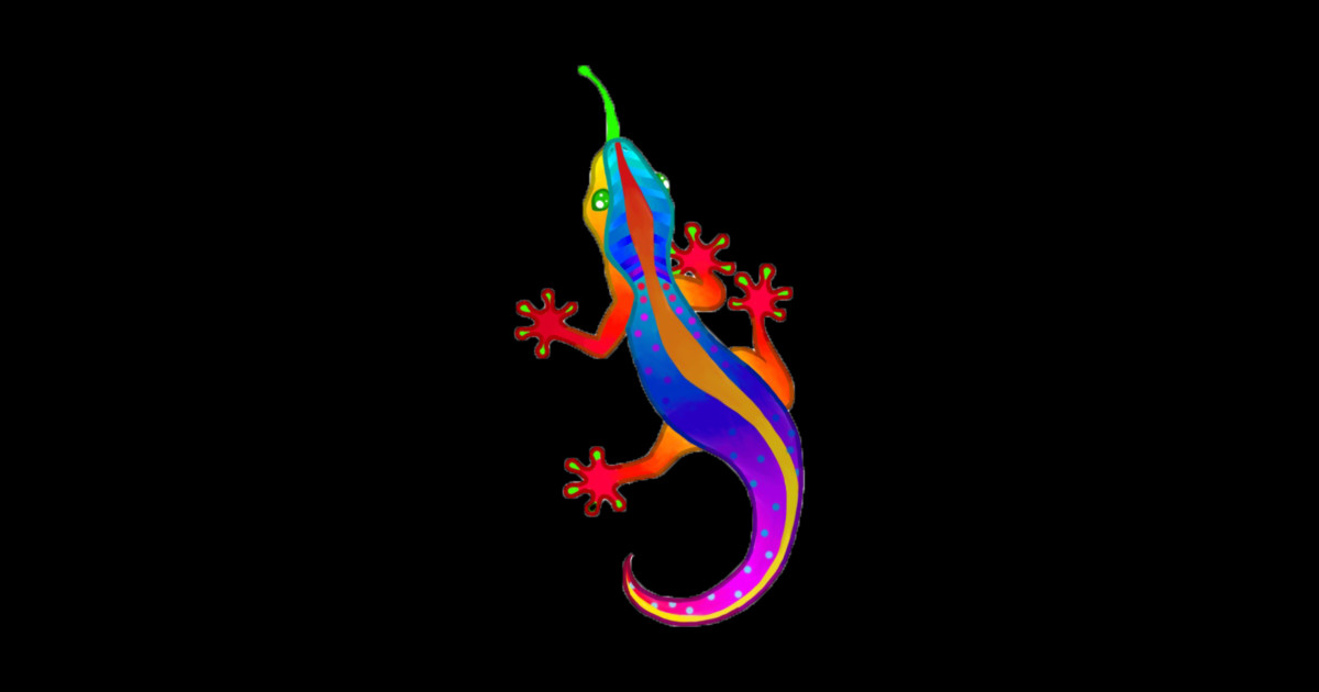 Rainbow Gecko (No Background) - Rainbow - Sticker | TeePublic