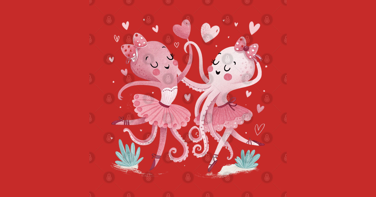 Octopus Dancers Valentine's Day - Romantic Ocean Love Design - Octopus ...