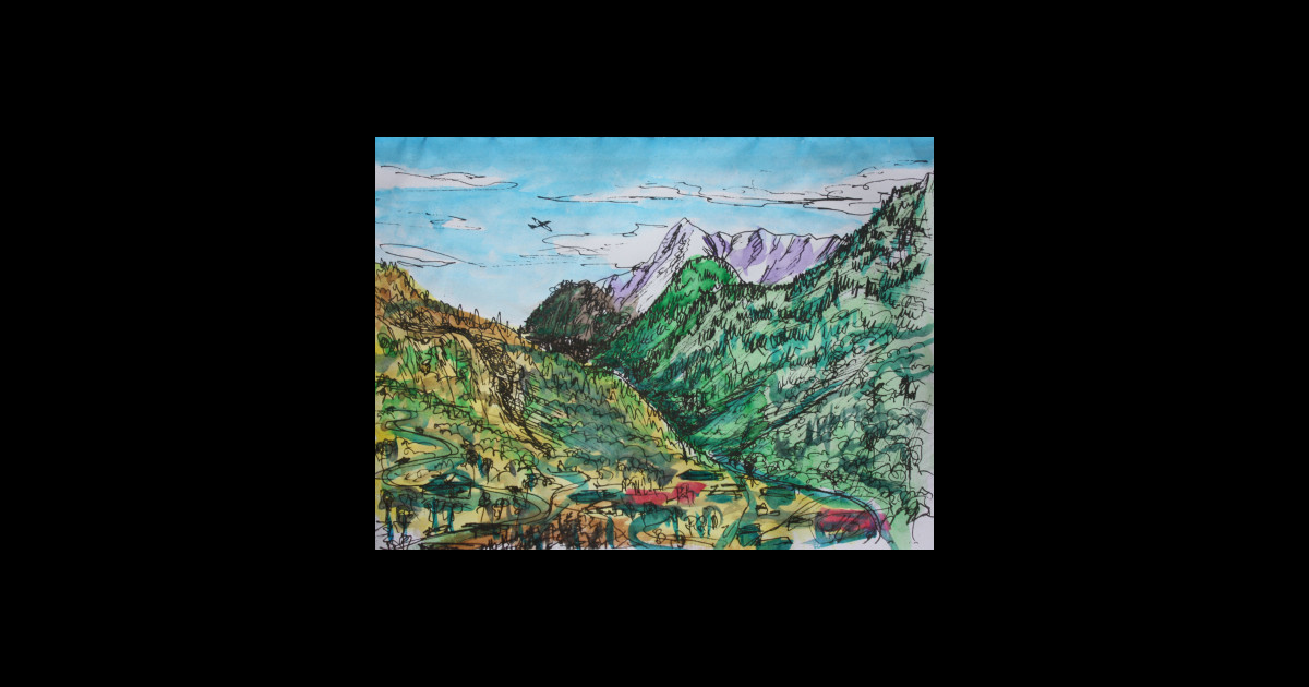 Watercolor Sketch - A View in the Direction of Saint Gotthard Pass ...