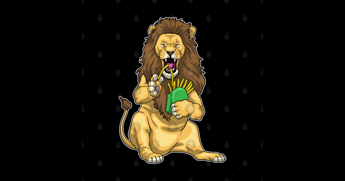 Lion French fries - Lion - Sticker | TeePublic