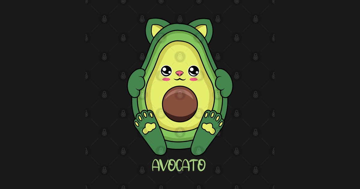 cute avocato kawaii for avocado ans cat lovers. - Avocado - T-Shirt ...