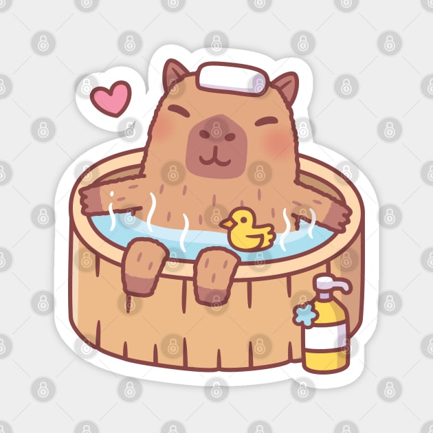 Cute Capybara and Ducky Relaxing in Hot Bath - Cute Capybara - Magnet ... Cute Capybara and Ducky Relaxing in Hot Bath - Cute Capybara - Magnet ...