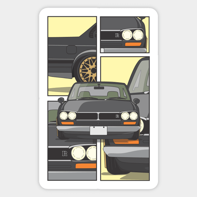 Black Hakosuka Skyline GT-R - Hakosuka - Sticker | TeePublic