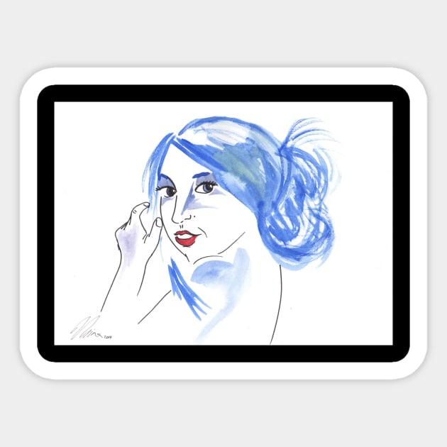 Girl With A Messy Bun - Fashion Illustration Blog - Sticker | TeePublic
