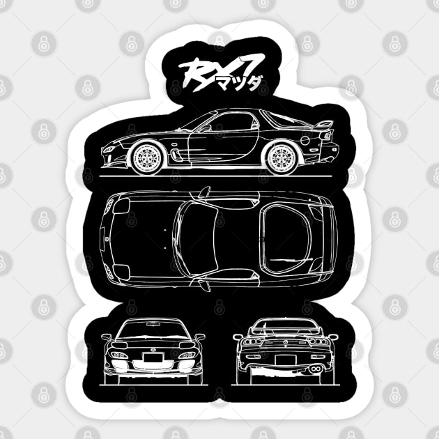 Mazda RX-7 Blueprint. - Rx7 - Sticker | TeePublic