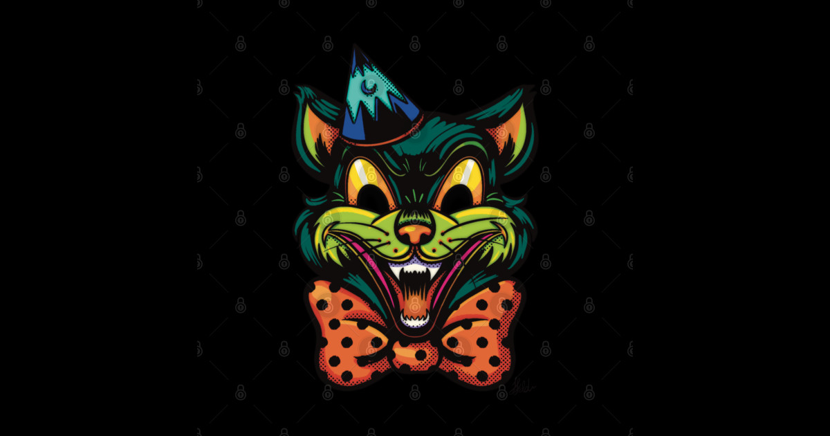 Retro Cat Mask - Halloween - Sticker | TeePublic
