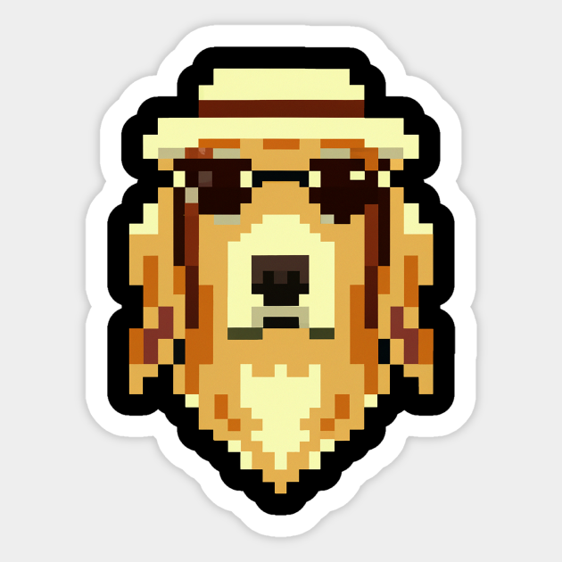 Golden Retriever Pixel Art Dog Lover Puppy Retro - Golden Retriever ...