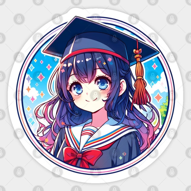 Graduation Anime girl - Graduation - Sticker | TeePublic