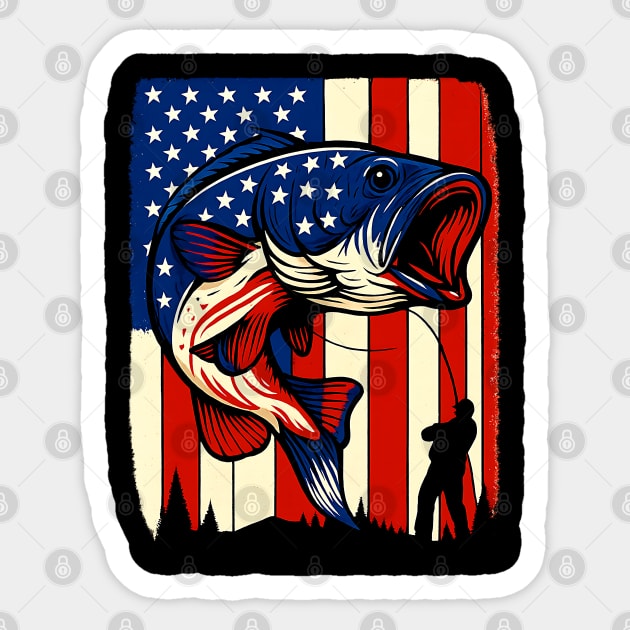 Men Bass Fishing American Flag Patriotic 4th of July Fishing - 4th Of ...