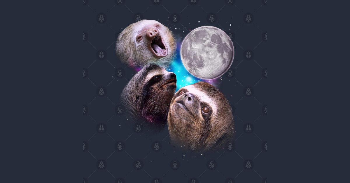 Three Sloths Howl at the Moon - Sloth - T-Shirt | TeePublic