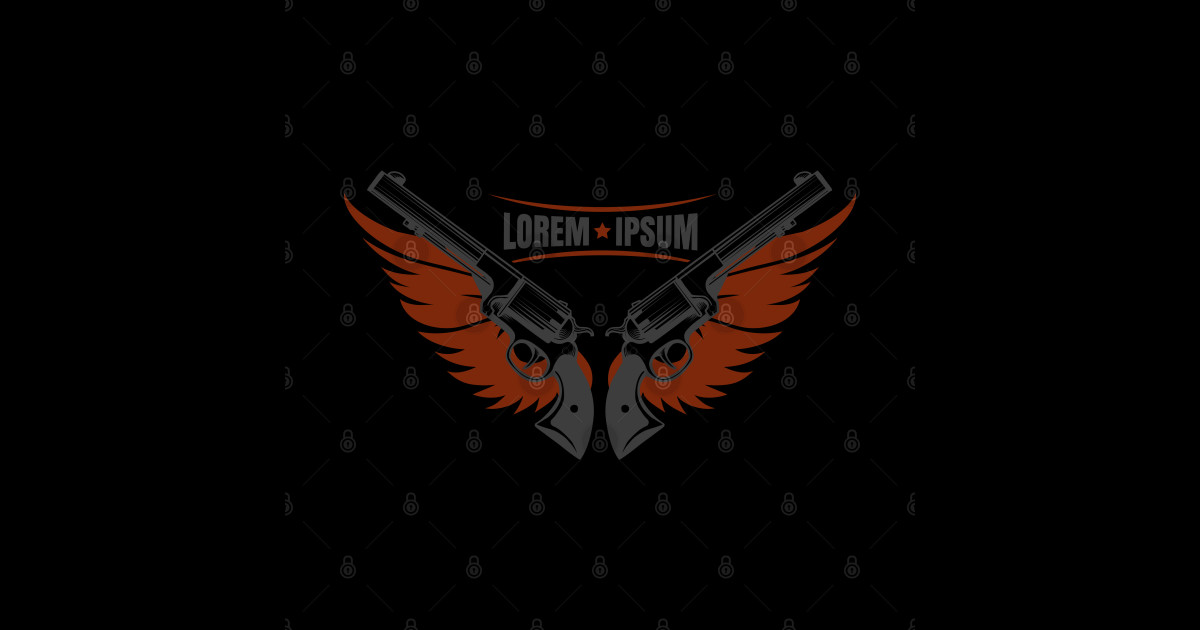 Revolvers with wings emblem - Wing Gun Revolver Tattoo Style Vector A ...