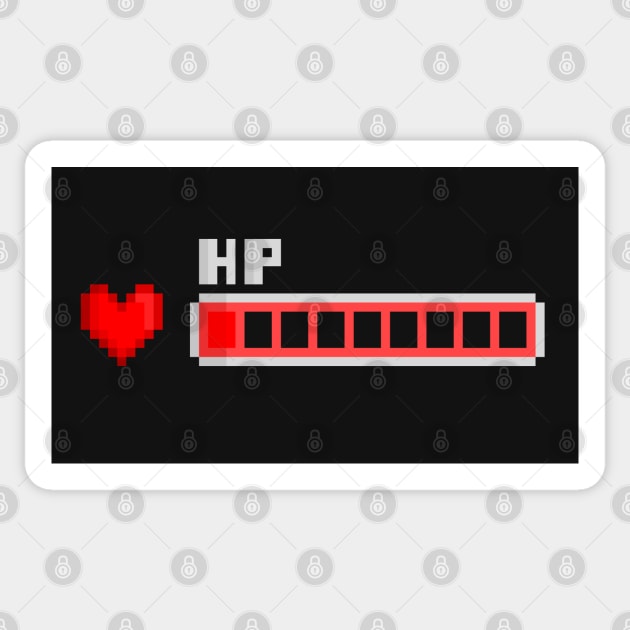 Low HP Pixel Art – Gamer Heart Bar Design - Low Hp Pixel Art - Sticker ...