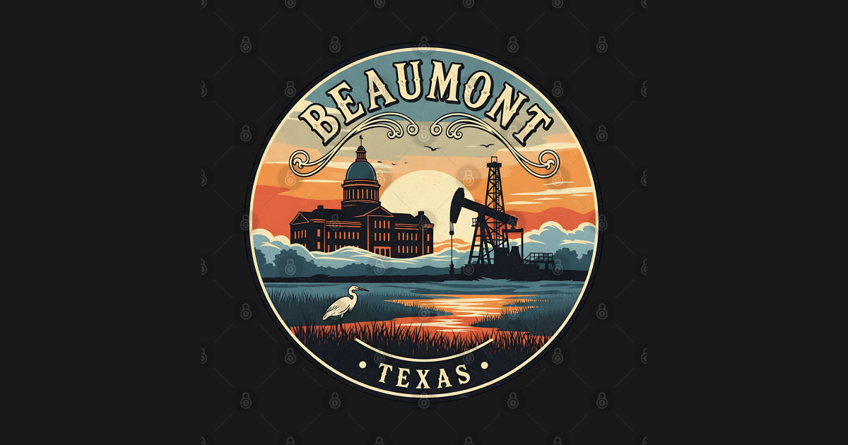 Beaumont Texas Nature Travel Vintage Badge - Beaumont Texas - T-Shirt | TeePublic