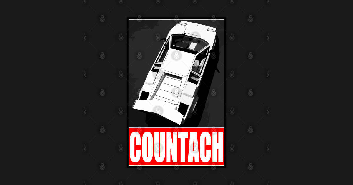 Lamborghini Countach - White - Lamborghini Countach - T-Shirt | TeePublic