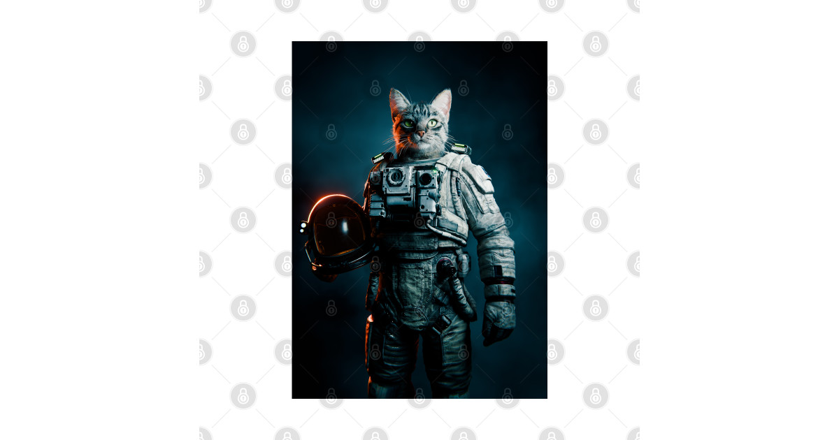 Cosmic Commander Cat | Space Suit Sci-Fi Feline - Cat - T-Shirt | TeePublic