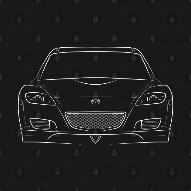 Mazda RX-8 - front stencil, white - Mazda Rx8 - T-Shirt | TeePublic