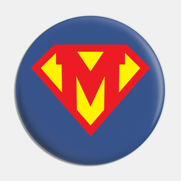 Letter M Superhero Symbol - Superhero - Pin | TeePublic