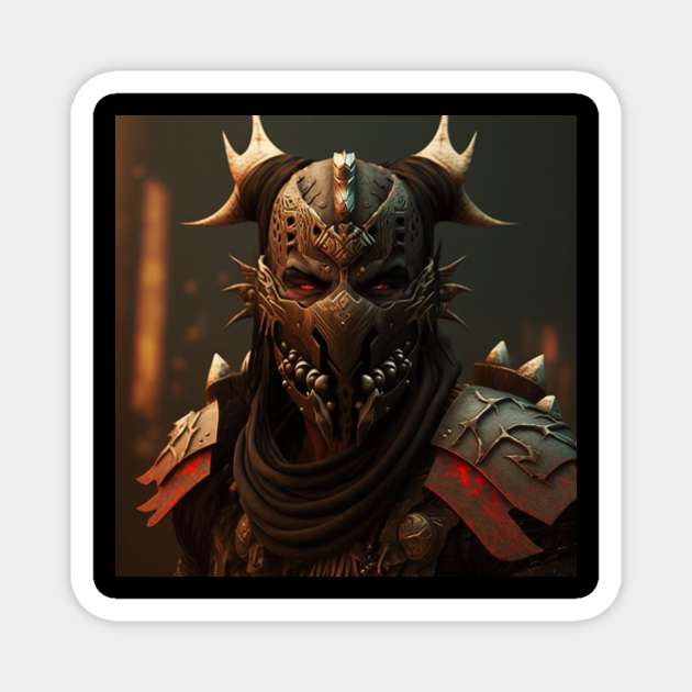 Evil fantasy masked fighter with horns - Fantasy - Magnet | TeePublic