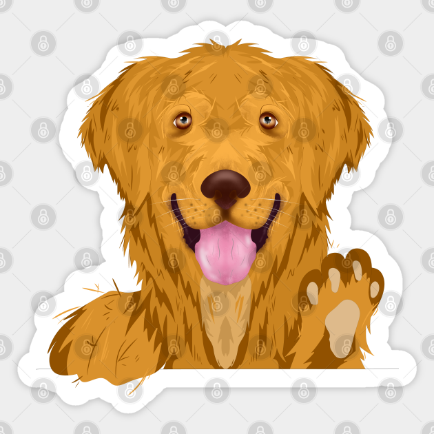 Cute Red Dog Waving Hand - Dog Waving - Sticker | TeePublic