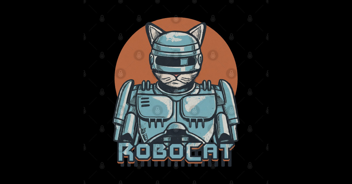 RoboCat, Funny Parody - Robot - Sticker | TeePublic