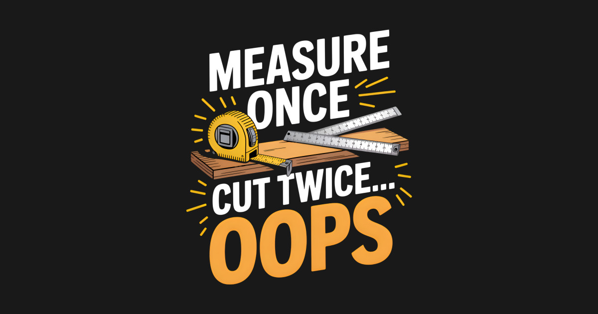 Measure Once Cut Twice Oops Funny Saying Humor Dad Father's - Funny ...