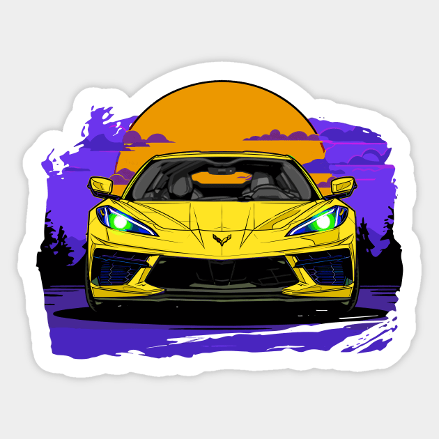 Yellow C8 Corvette Stingray Midnight Moon Supercar Racecar Muscle Car ...