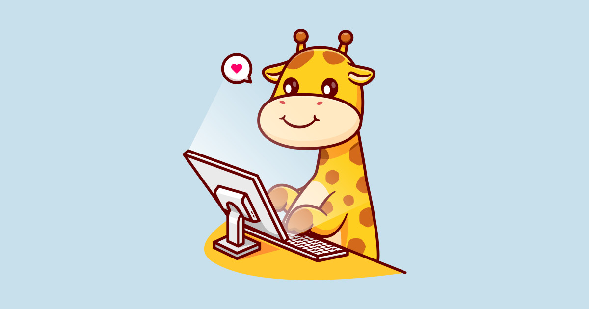 Cute Giraffe Working With Computer Cartoon - Cute Giraffe Working With ...