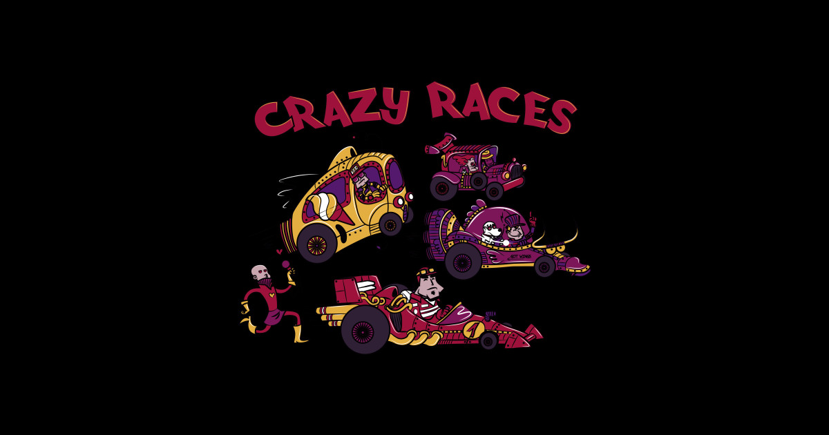 Crazy Races - Wacky Races - Sticker | TeePublic
