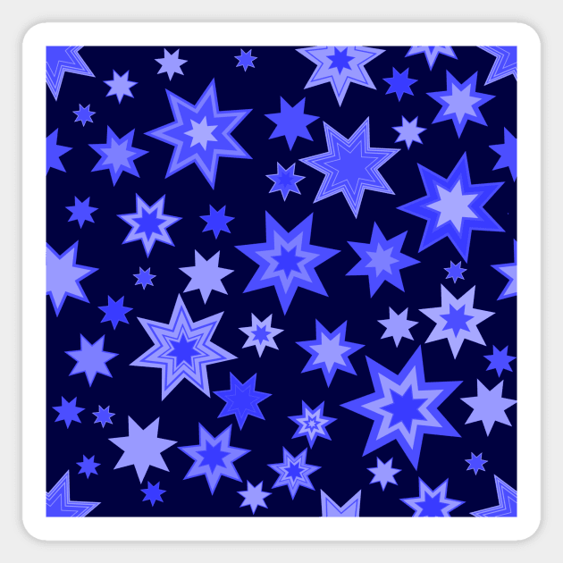 Blue Stars on Midnight Blue - Star Field - Sticker | TeePublic